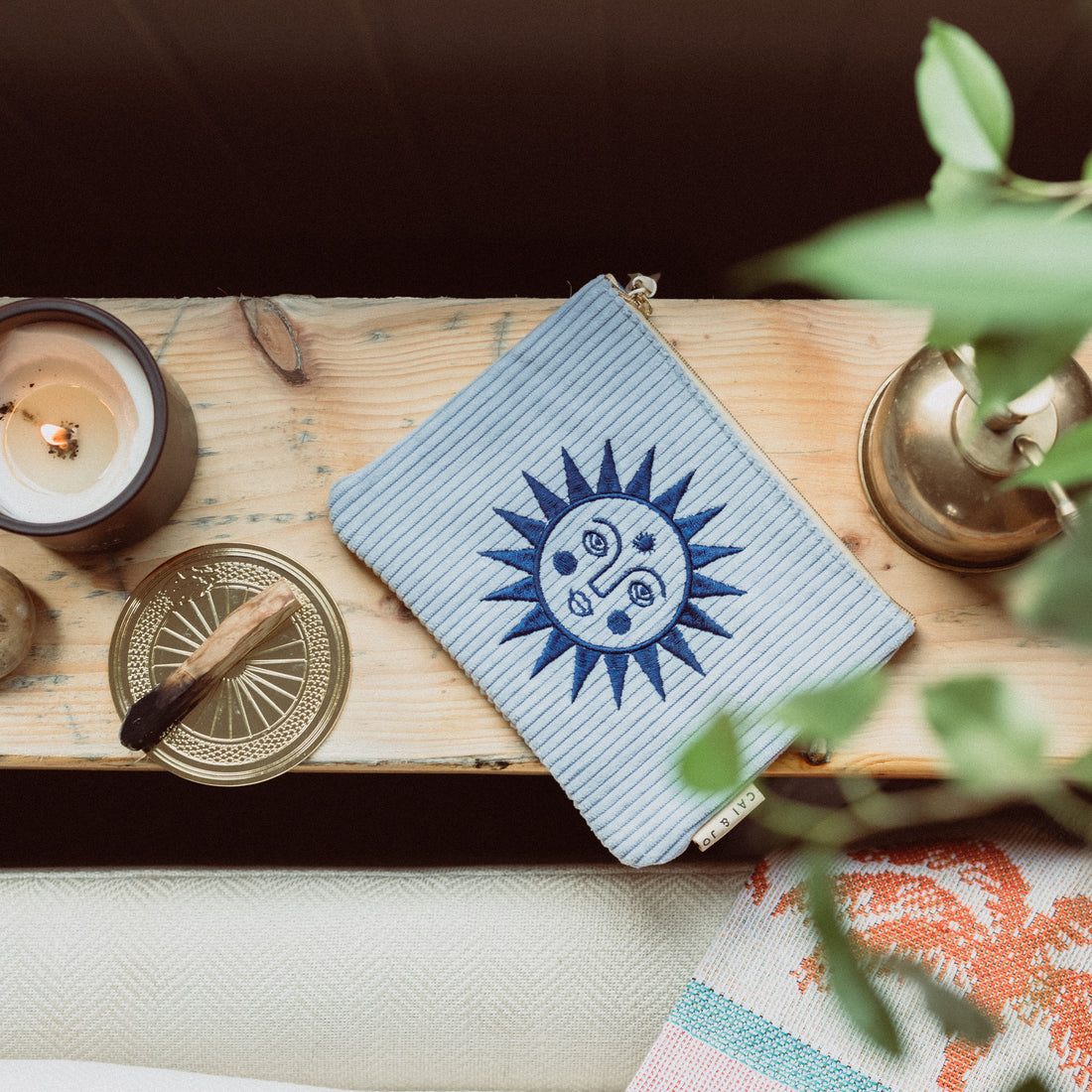 Corduroy Pouch in Seafoam Blue – cai & jo